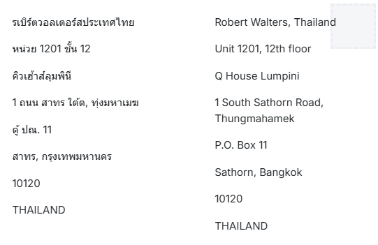 Thailand Address Formats & Mailing Address Example & Country Info
