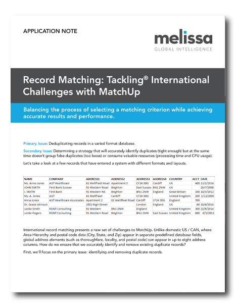 Record Matching: Tackling® International Challenges with MatchUp Whitepaper